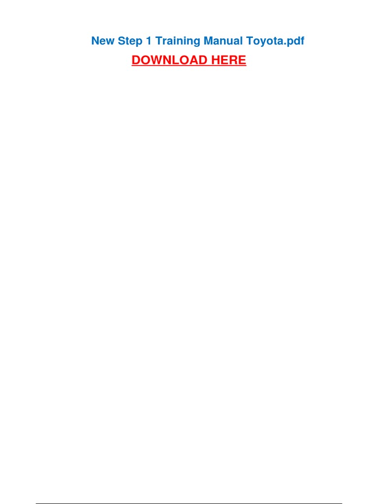 New Step 1 Training Manual Toyota | PDF | Toyota | Motor Vehicle ...