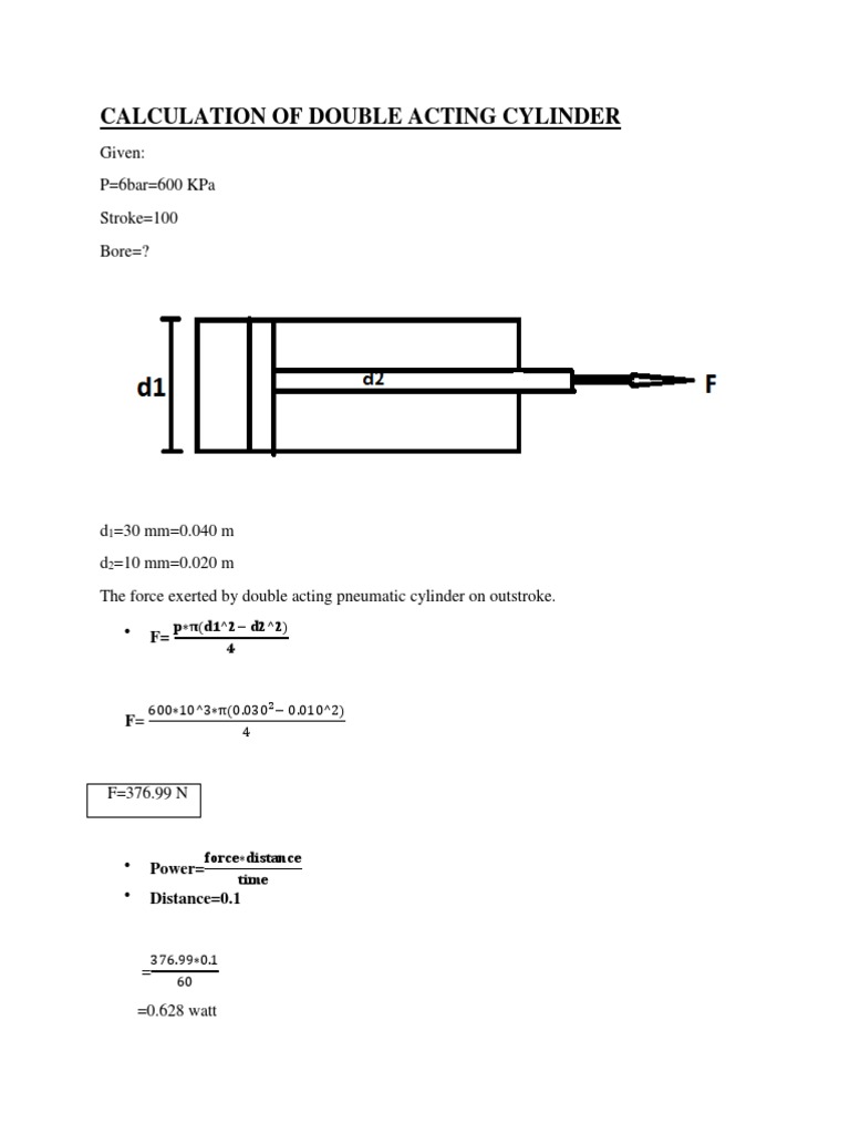 Double Acting Cylinder Force Calculation Pdf Technology Engineering