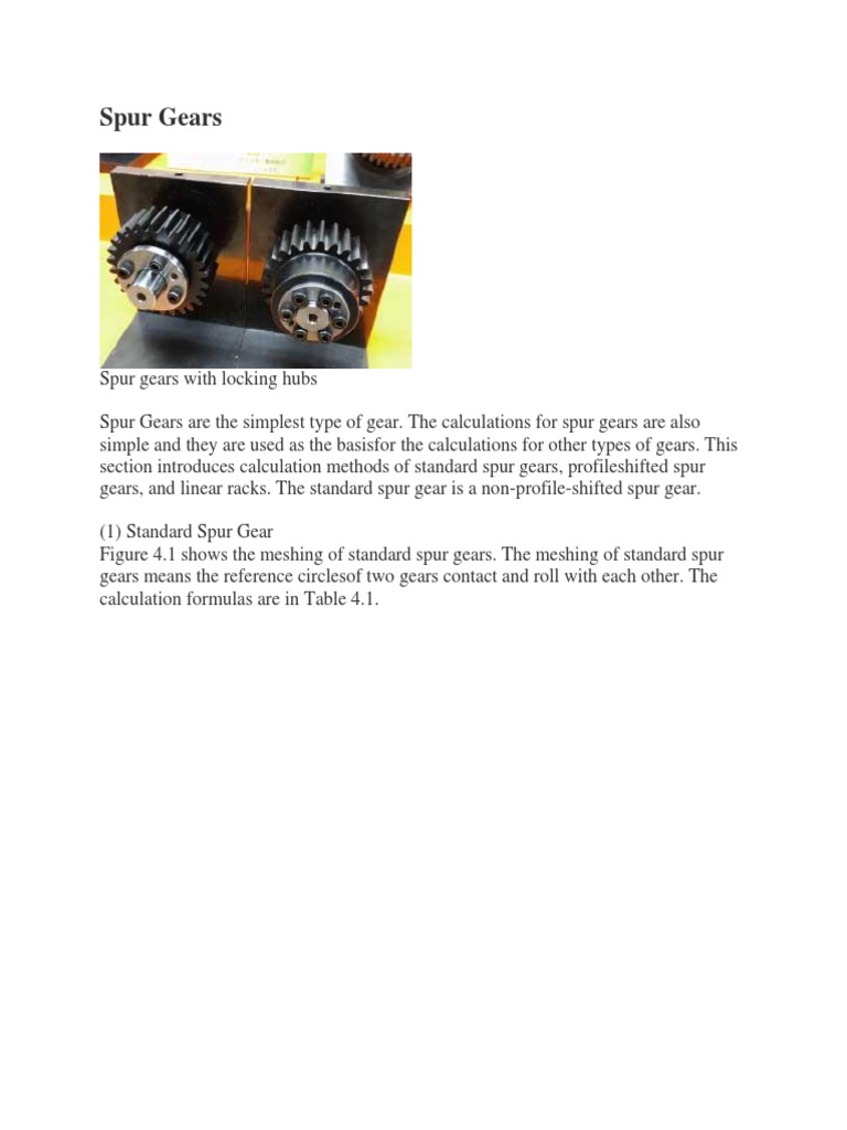 Spur Gears | PDF | Gear | Mechanical Engineering