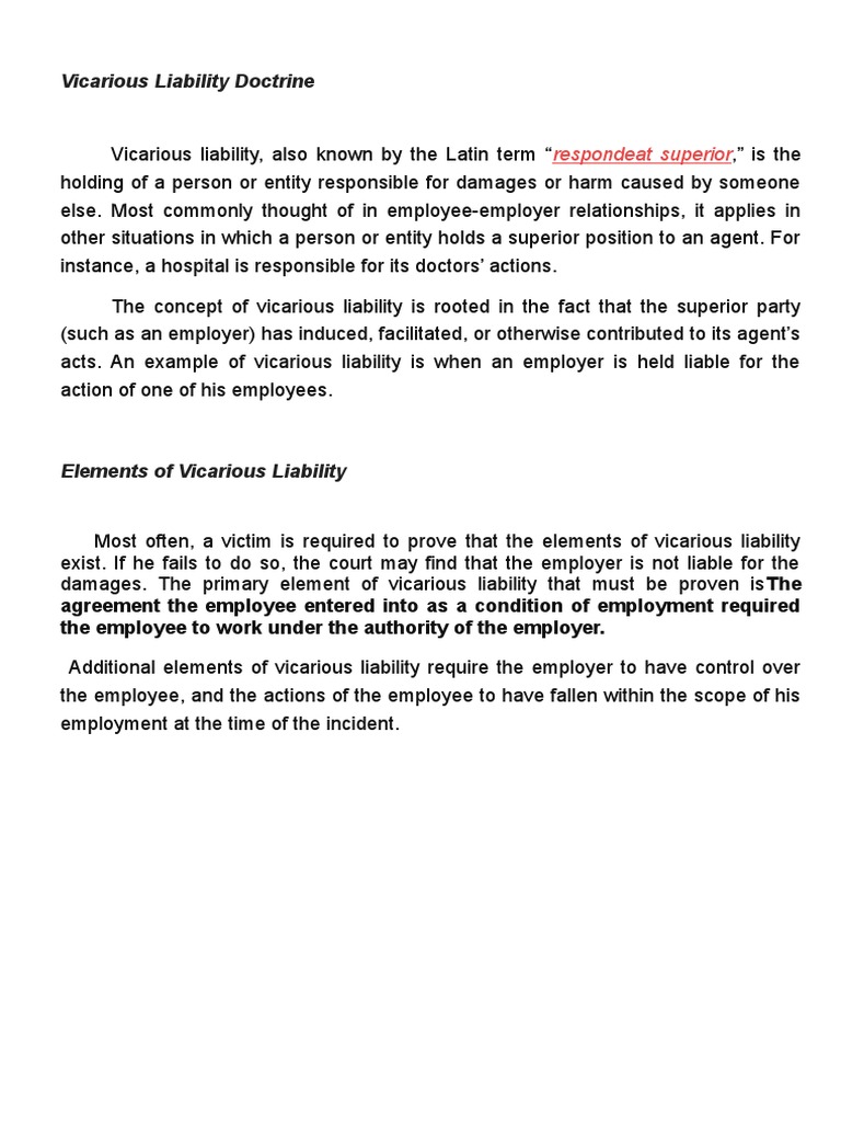 Vicarious Liability Definition | PDF