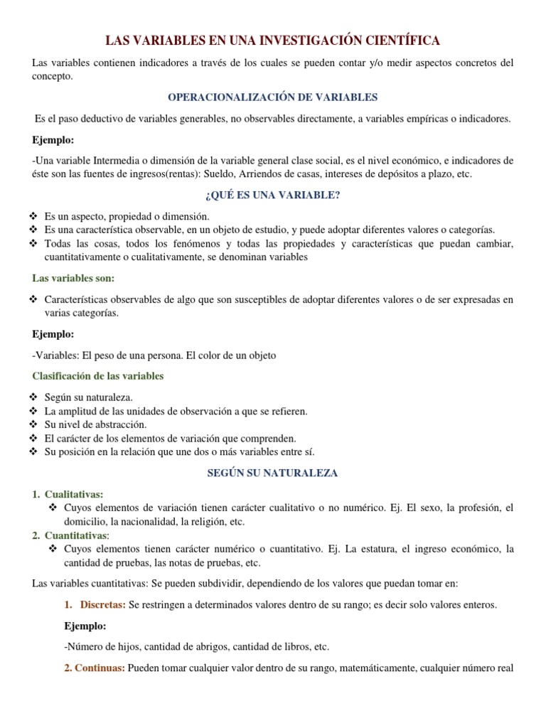 Las Variables En Una Investigación Científica Pdf Interacciones De
