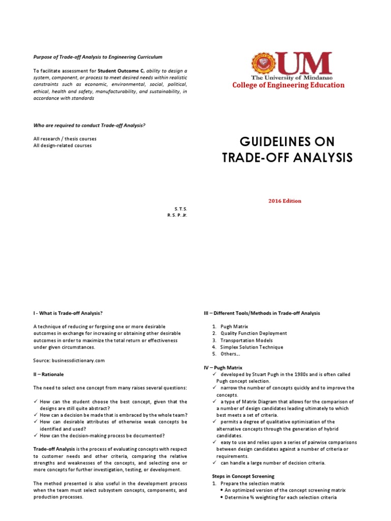 Trade Off Analysis Guidelines | PDF | Trade Off | Decision Making