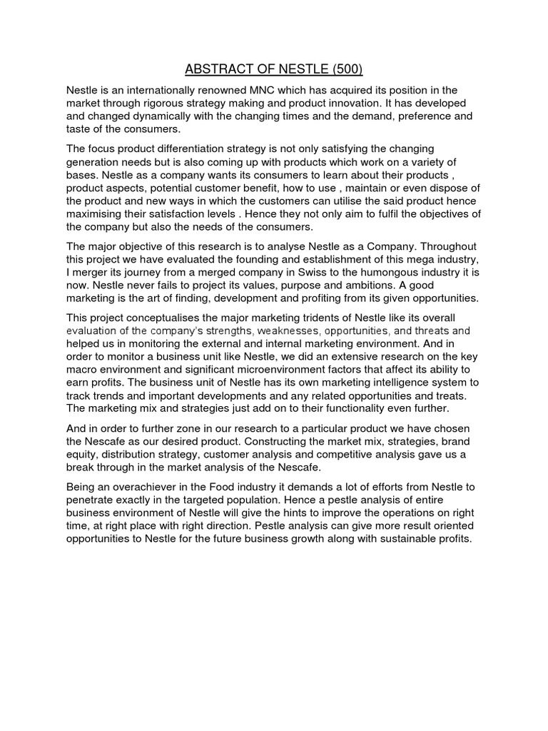 Abstract of Nestle | PDF | Marketing Strategy | Strategic Management