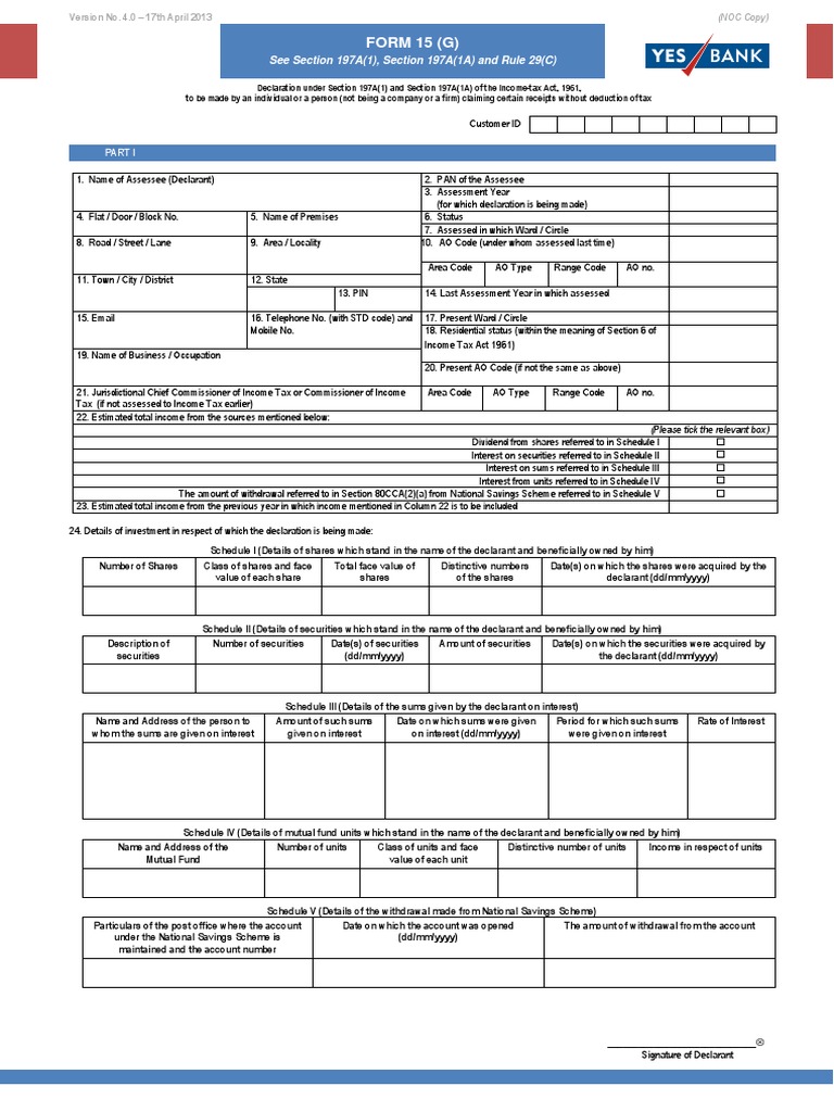 Form 15G PDF | PDF | Income Tax In India | Interest