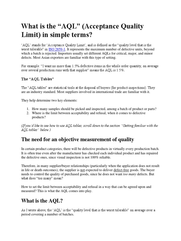 AQL Sampling | PDF | Business | Computing And Information Technology