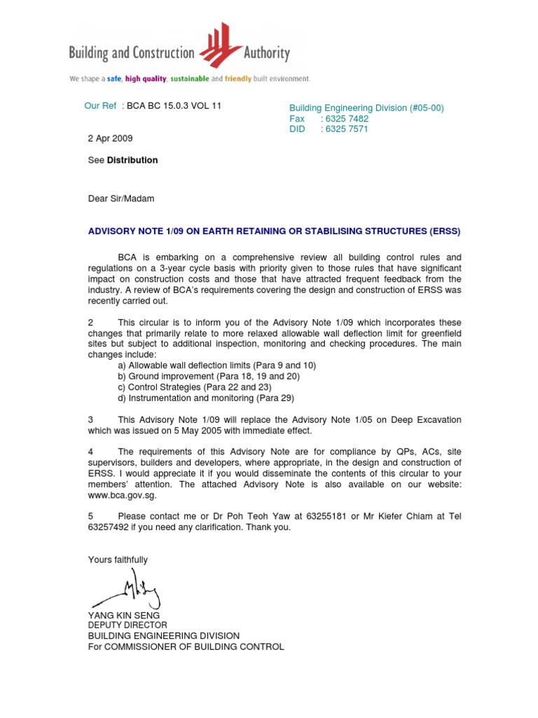 BCA Advisory Note on Earth Retaining Structures | PDF | Soil Mechanics ...