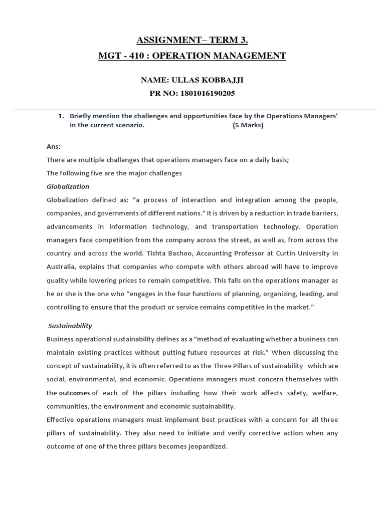 Operation Management Assignment | PDF | Sustainability | 3 D Printing