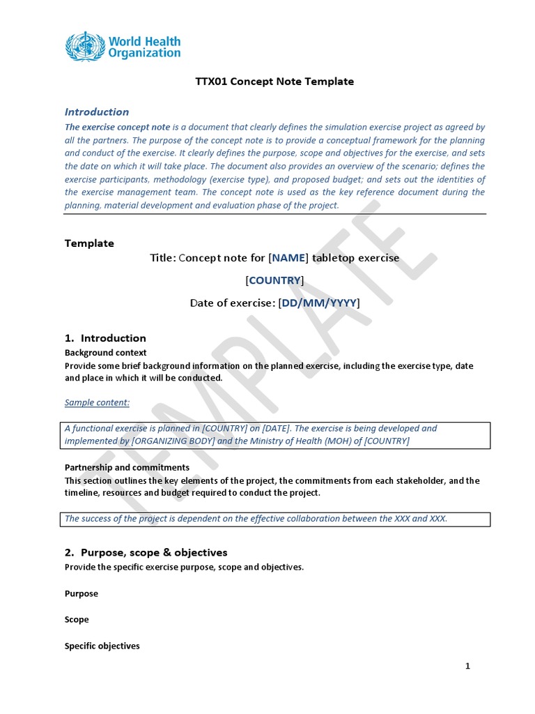 TTX 01 Concept Note Template | PDF | Simulation | Evaluation