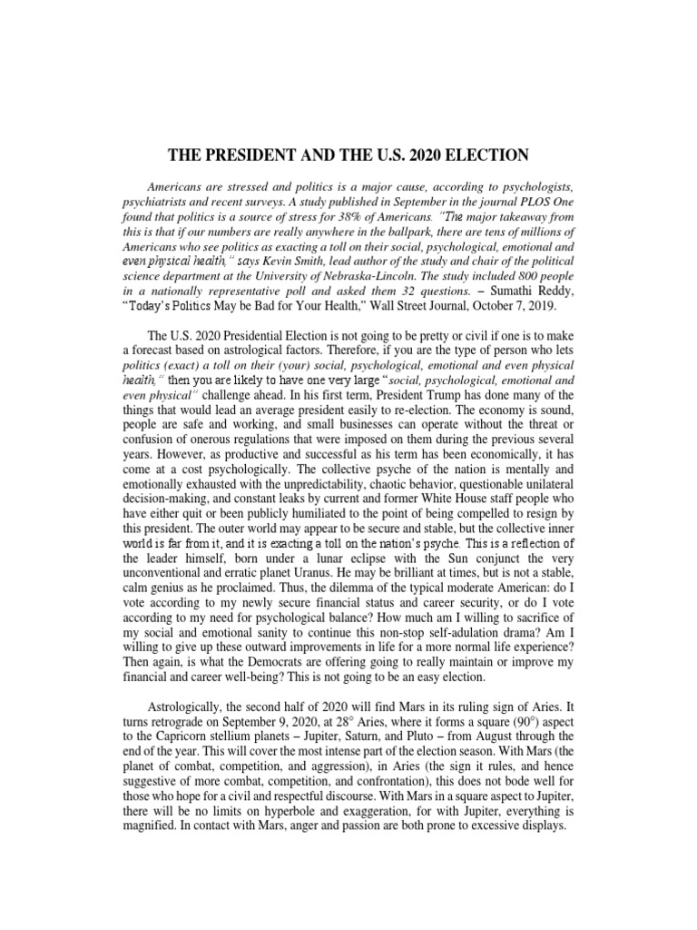 The President and The 2020 Election | PDF | Horoscope | Planets