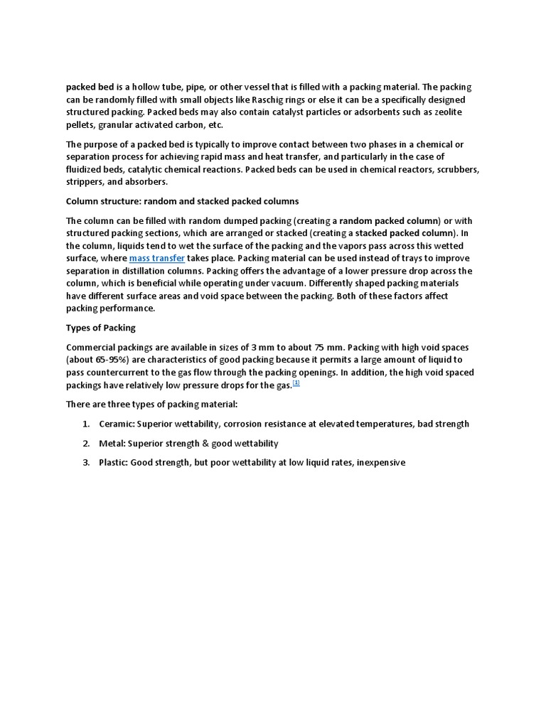 Packed Bed Design & Applications | PDF | Materials | Chemical Engineering