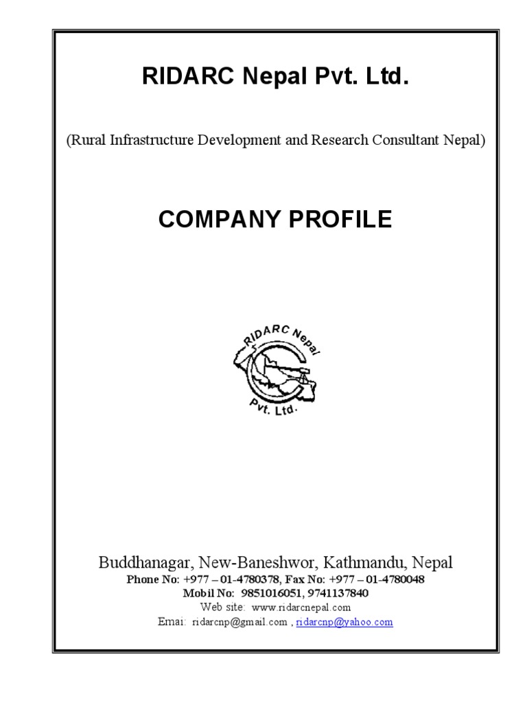 RIDARC Nepal Pvt. Ltd. Company Profile | PDF | Environmental Impact ...