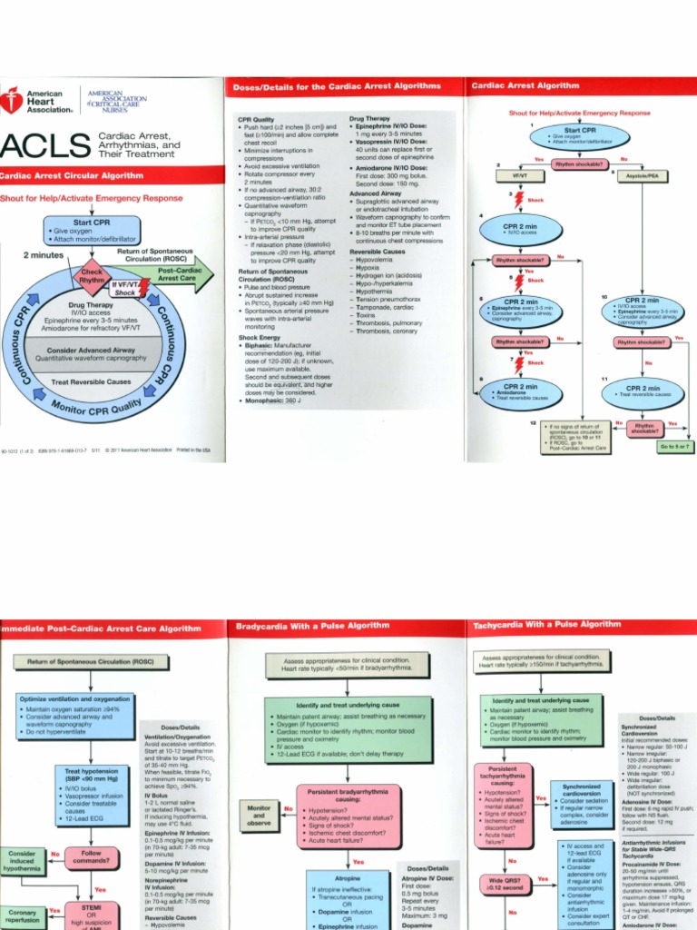 ACLS Pocket Card PDF | PDF | Myocardial Infarction | Cardiopulmonary Resuscitation