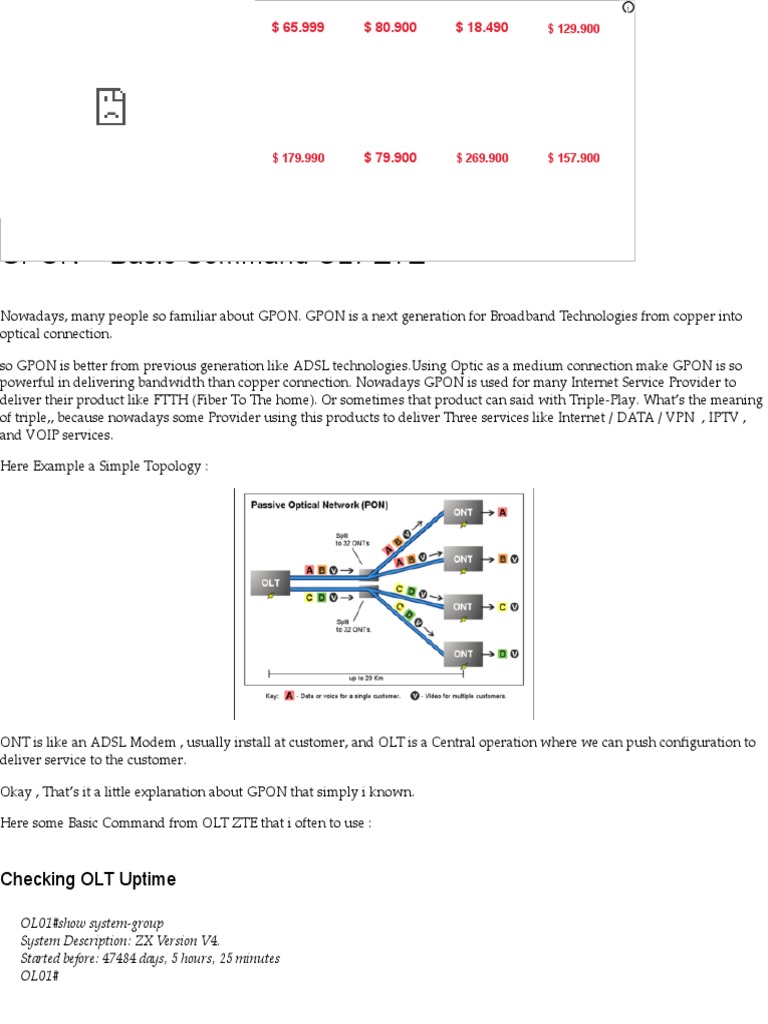 Gpon - Basic Command Olt Zte - Networking | PDF | Internet Architecture | Information Technology