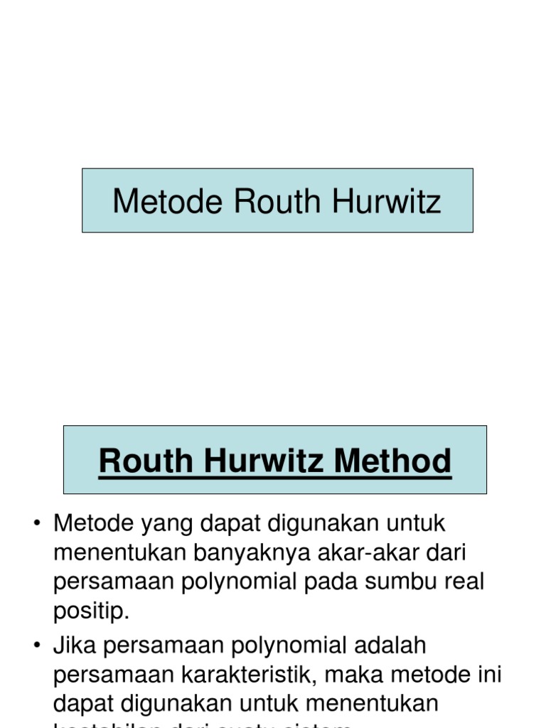 Metode Routh Hurwitz | PDF