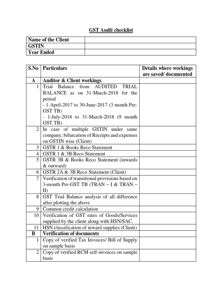 GST Audit Checklist 1560016510 | PDF | Invoice | Value Added Tax