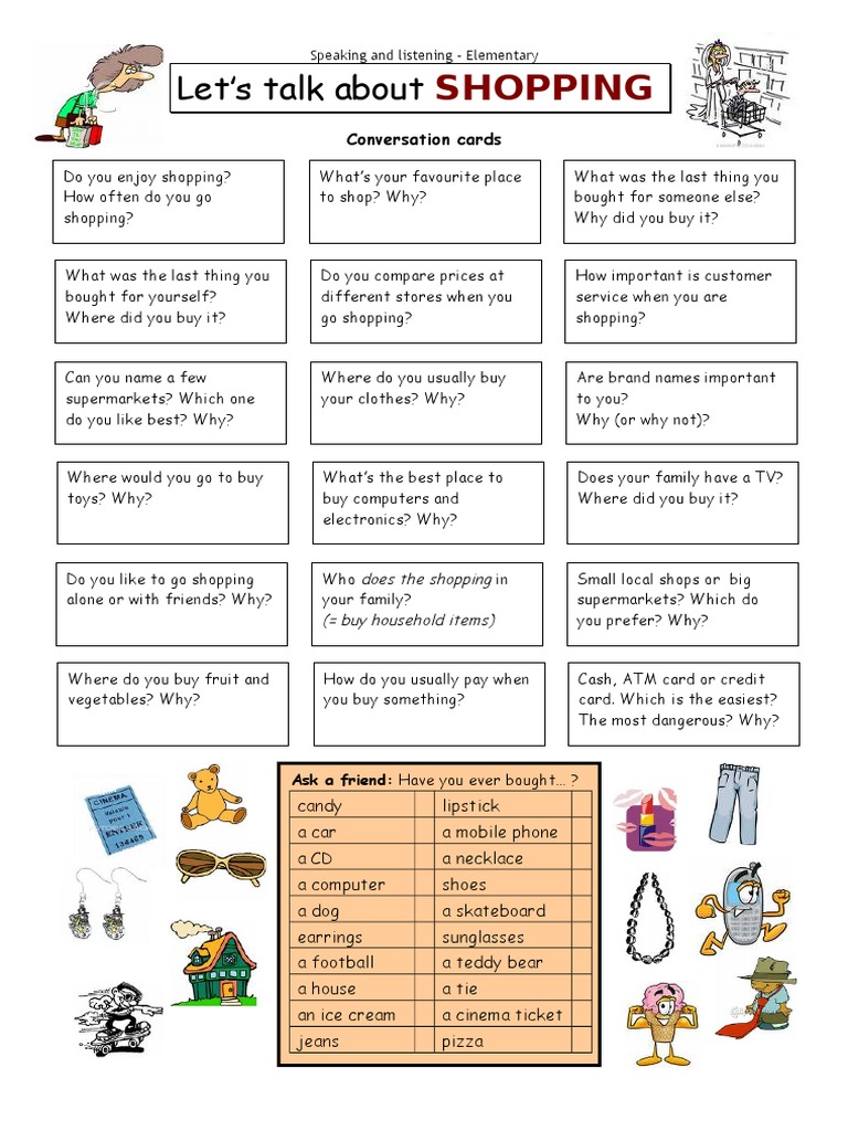 Lets Talk About Shopping Fun Activities Games - 4115 | PDF