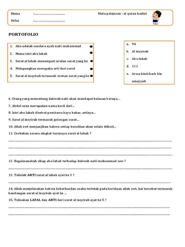 Contoh Portofolio Kelas 4 SD | PDF