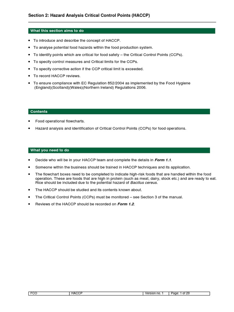 Hs 10.2.1 Section 2 Haccp | PDF | Hazard Analysis And Critical Control ...