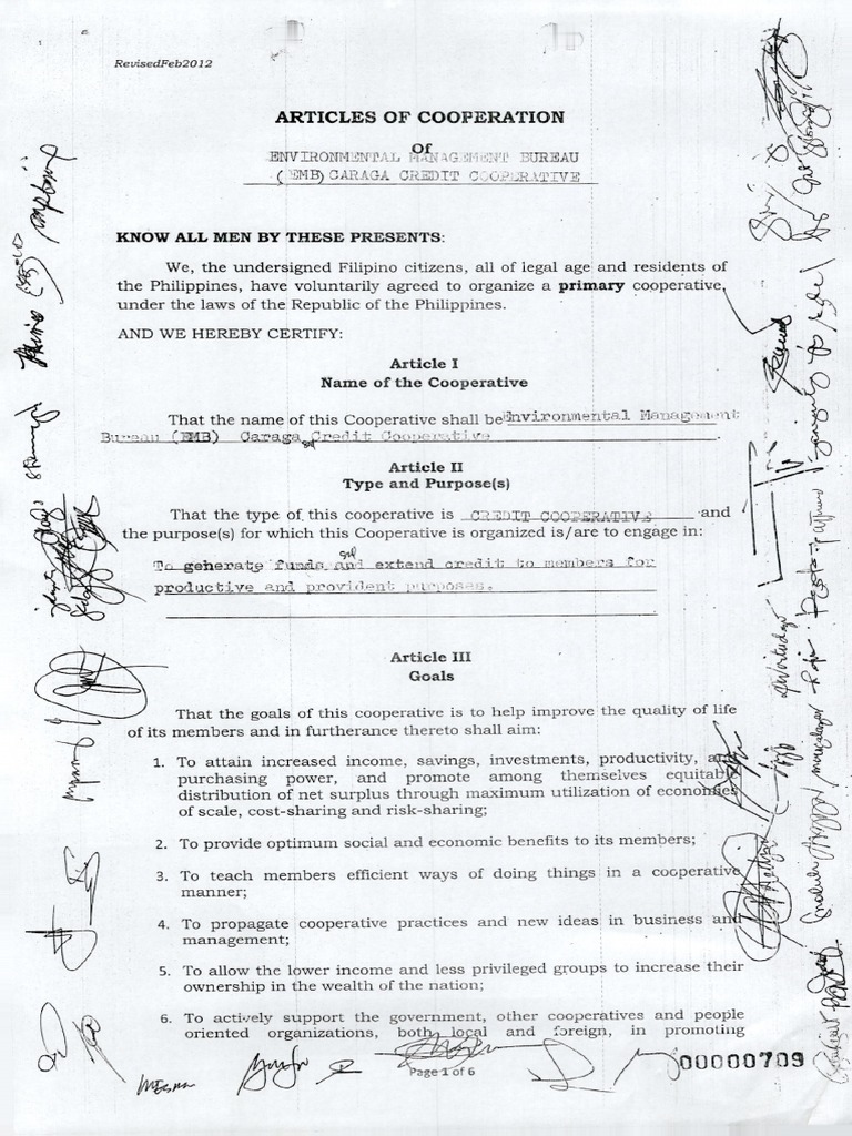 Articles of Cooperation - EMB CCC | PDF