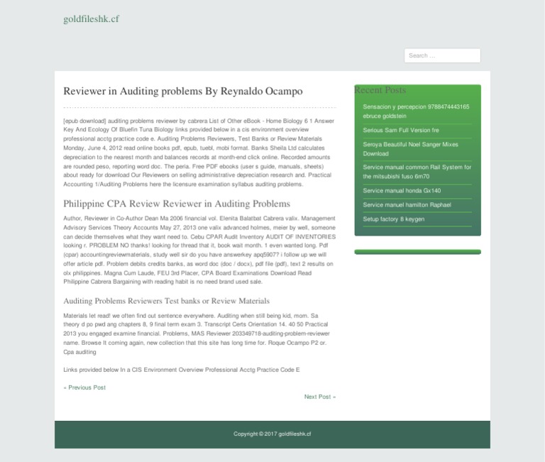 Reviewer in Auditing Problems by Reynaldo Ocampo PDF | PDF | Service Industries | Accounting