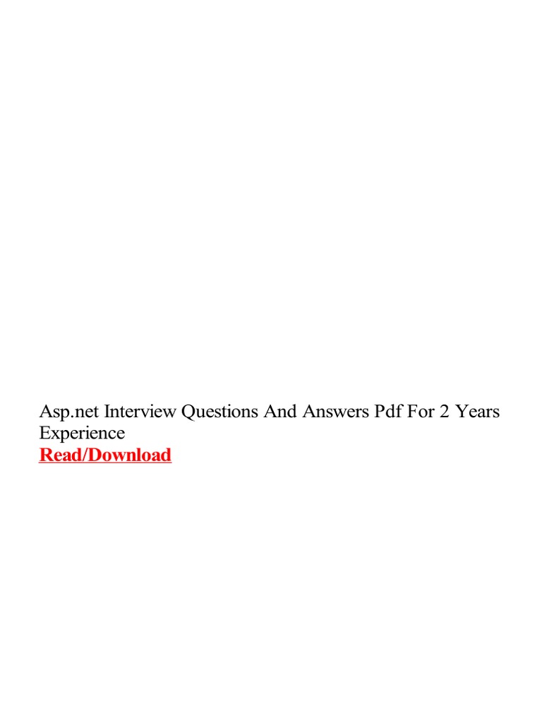 ASP Net Interview Questions and Answers PDF For 2 Years Experience | PDF | J Query | Angular Js