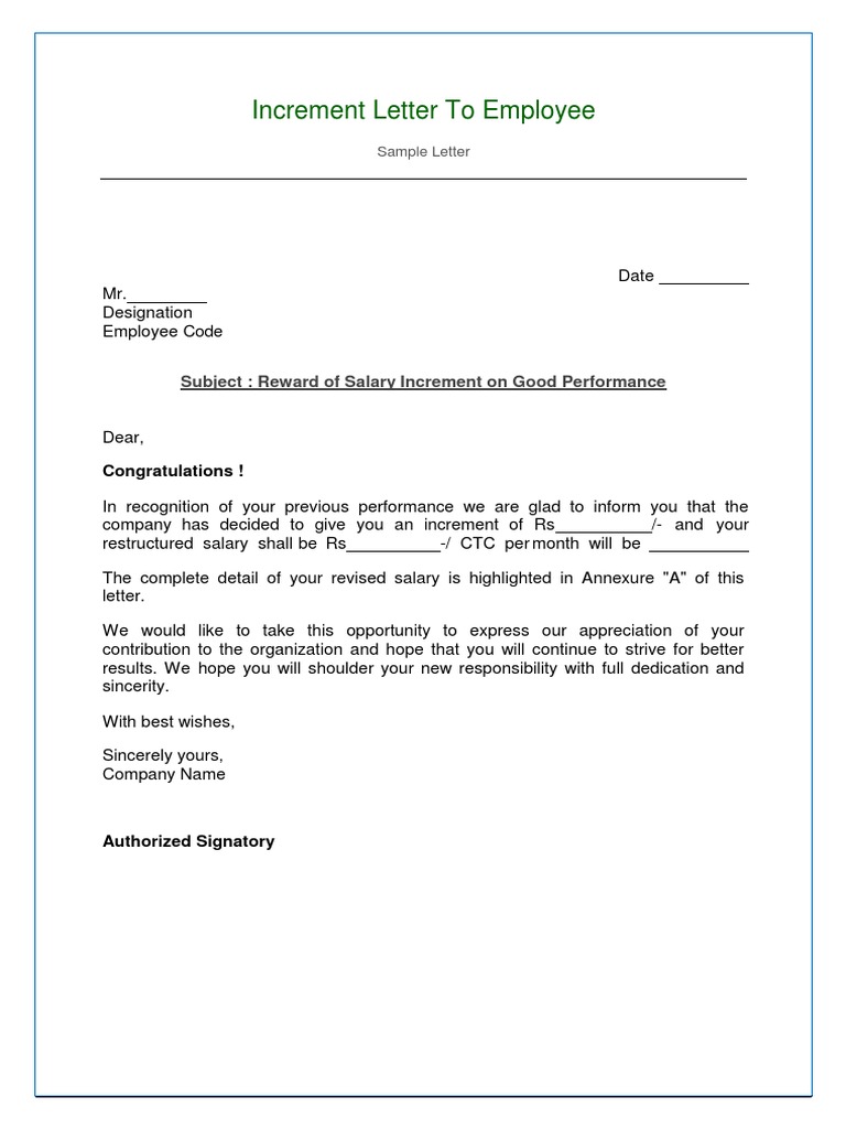 Increment Letter To Employee | PDF