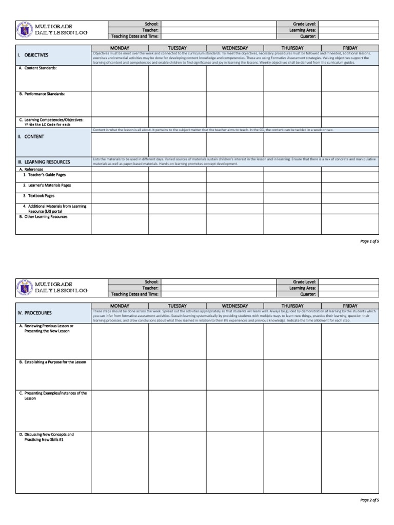 DLL - MultiGrade | PDF | Teachers | Learning