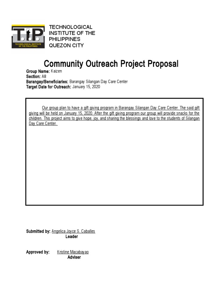 Community Outreach Project Proposal 123 | PDF