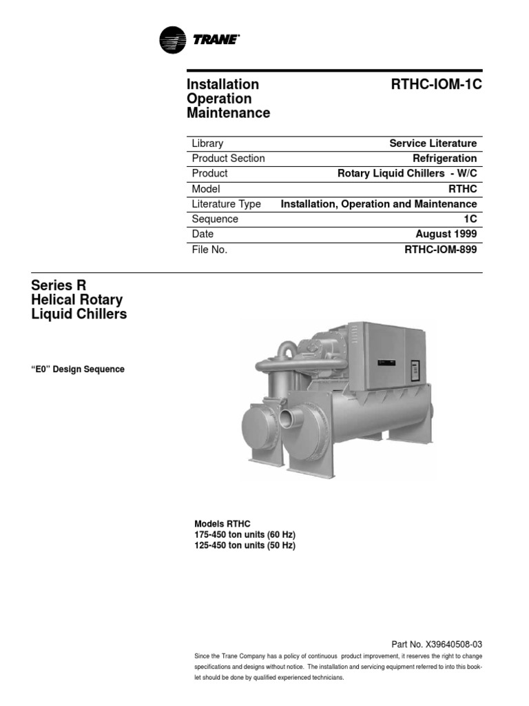 RTHC Iom 1C | PDF | Chlorofluorocarbon | Engineering Thermodynamics