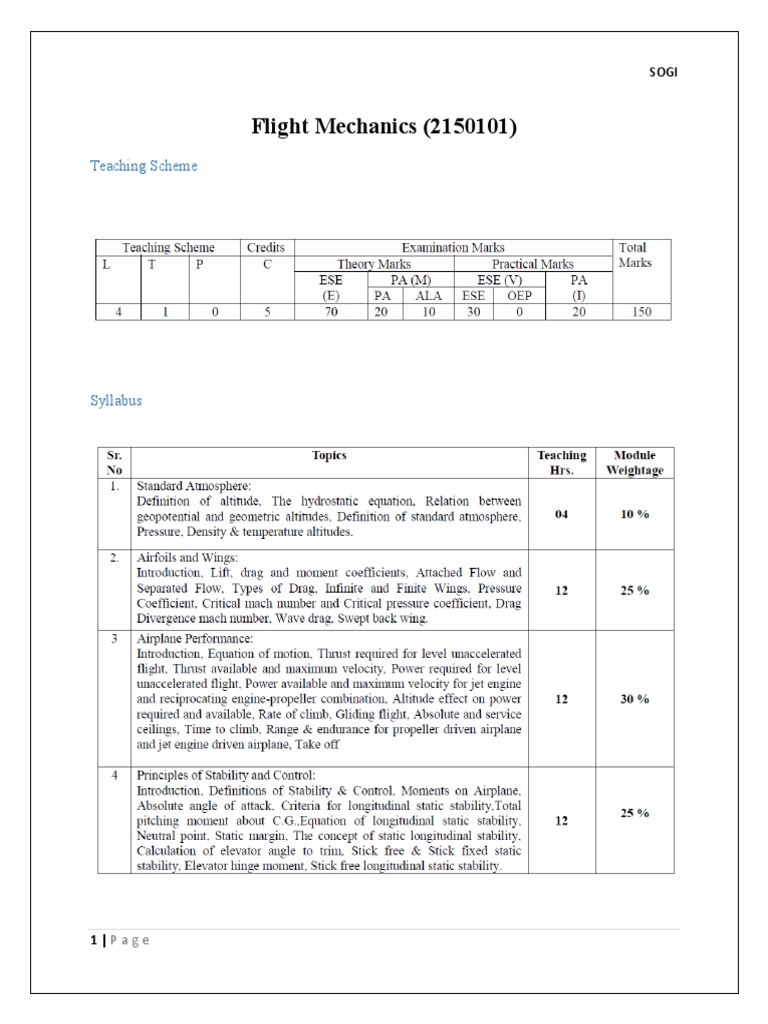 Flight Mechanics - Students Guide | PDF | Lift (Force) | Drag (Physics)