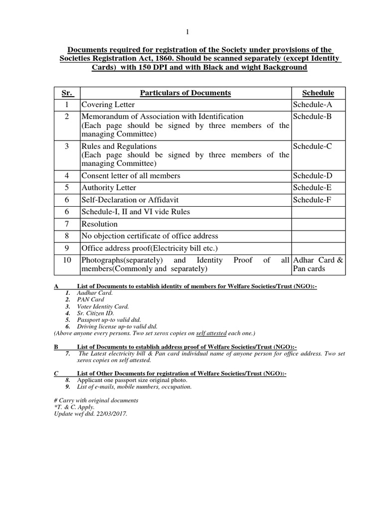 Societies Registration Checklist - English | PDF | Identity Document ...