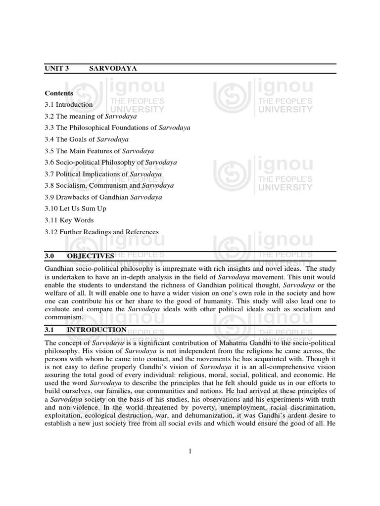 Sarvodaya | PDF | Mahatma Gandhi | Egalitarianism