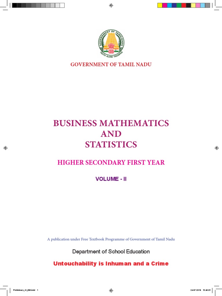 XI STD Business Maths & Statistics Vol-2 Combined | PDF | Demand ...