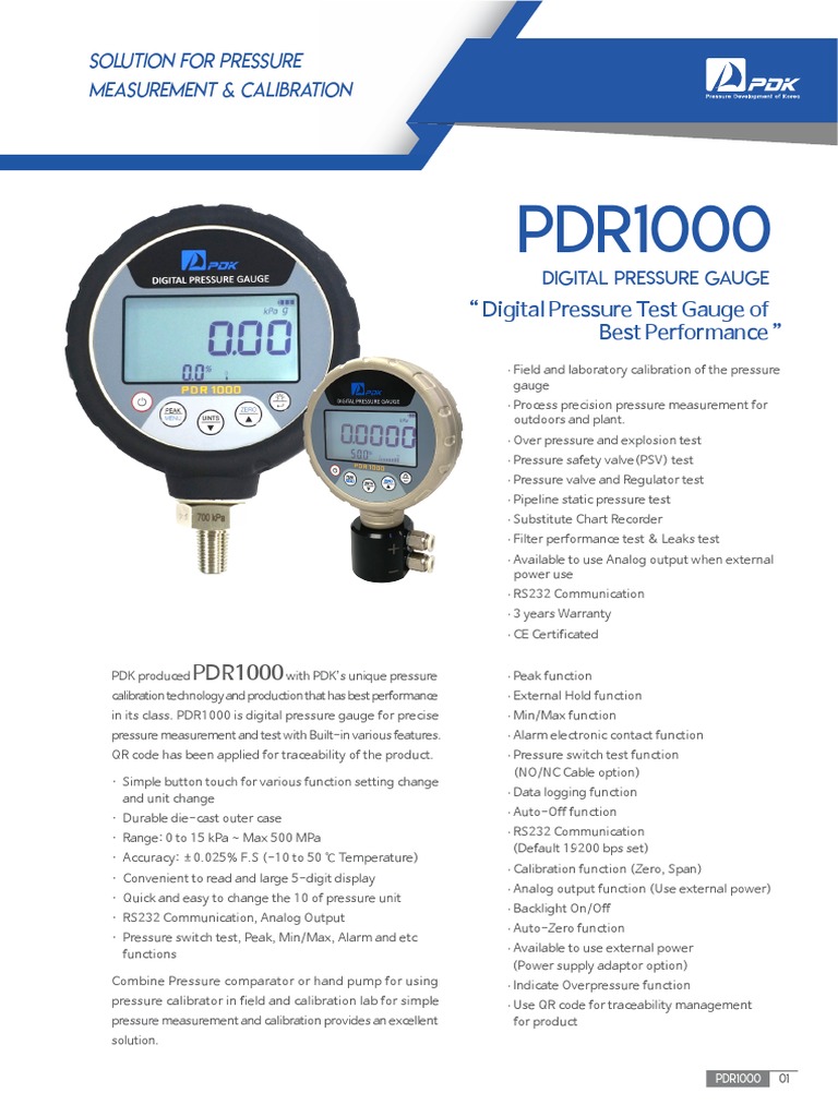PDR1000. - 2019 N | PDF | Calibration | Pressure Measurement