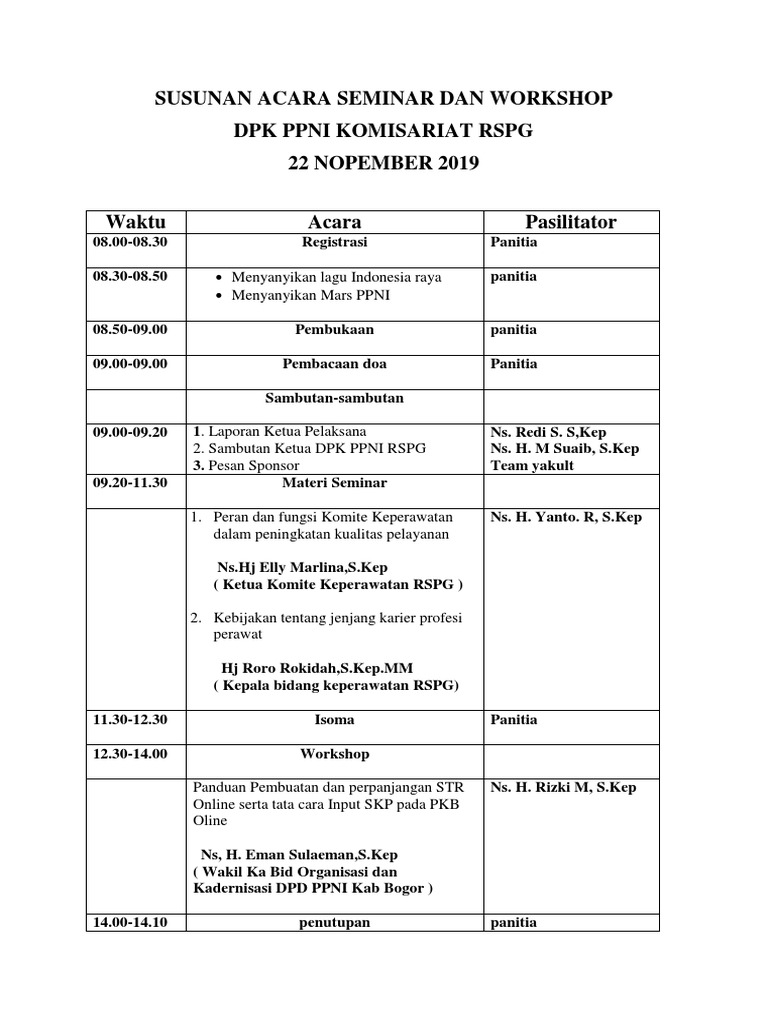 Susunan Acara Seminar | PDF