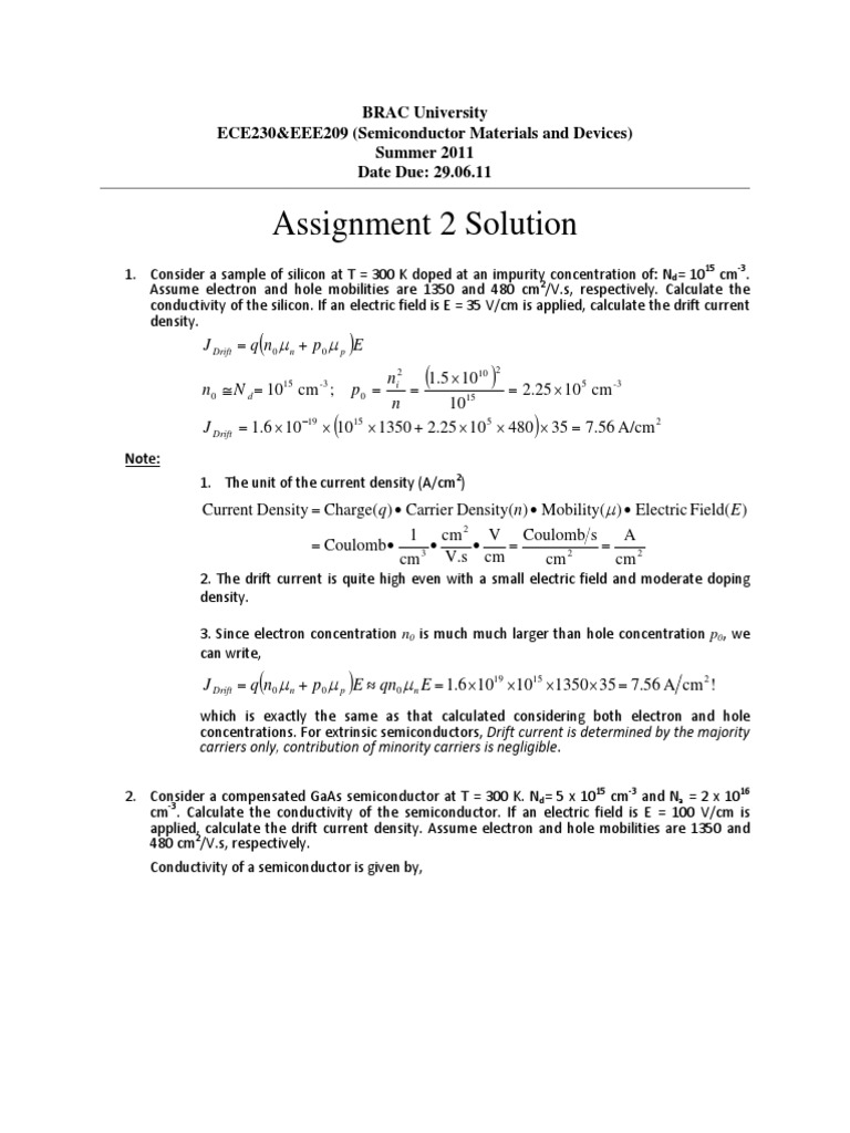 Assignment2 Sol Pdf Pdf Doping Semiconductor Electrical Resistivity And Conductivity 