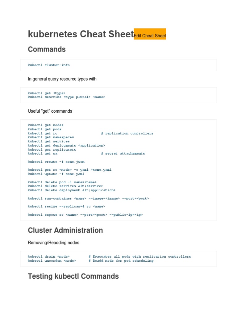 Kubernetes Cheat Sheet | PDF | Software Architecture | Information ...