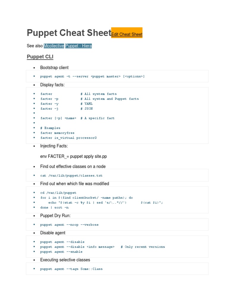 Puppet Cheat Sheet | Download Free PDF | Scope (Computer Science ...