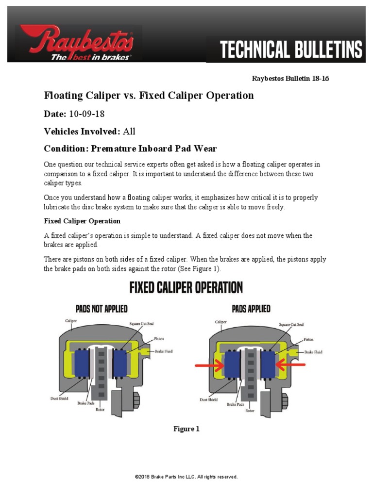 Floating Caliper Vs Fixed Caliper Operation | PDF | Brake ...