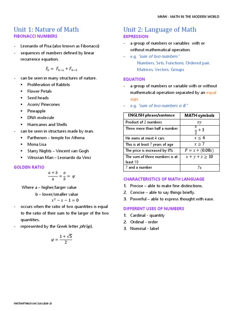 MMW First Shifting Notes | PDF | Set (Mathematics) | Function (Mathematics)