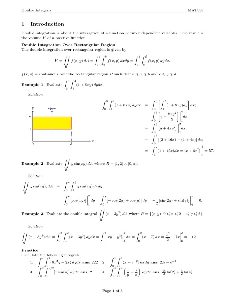 Double Integral | PDF | Integral | Analysis