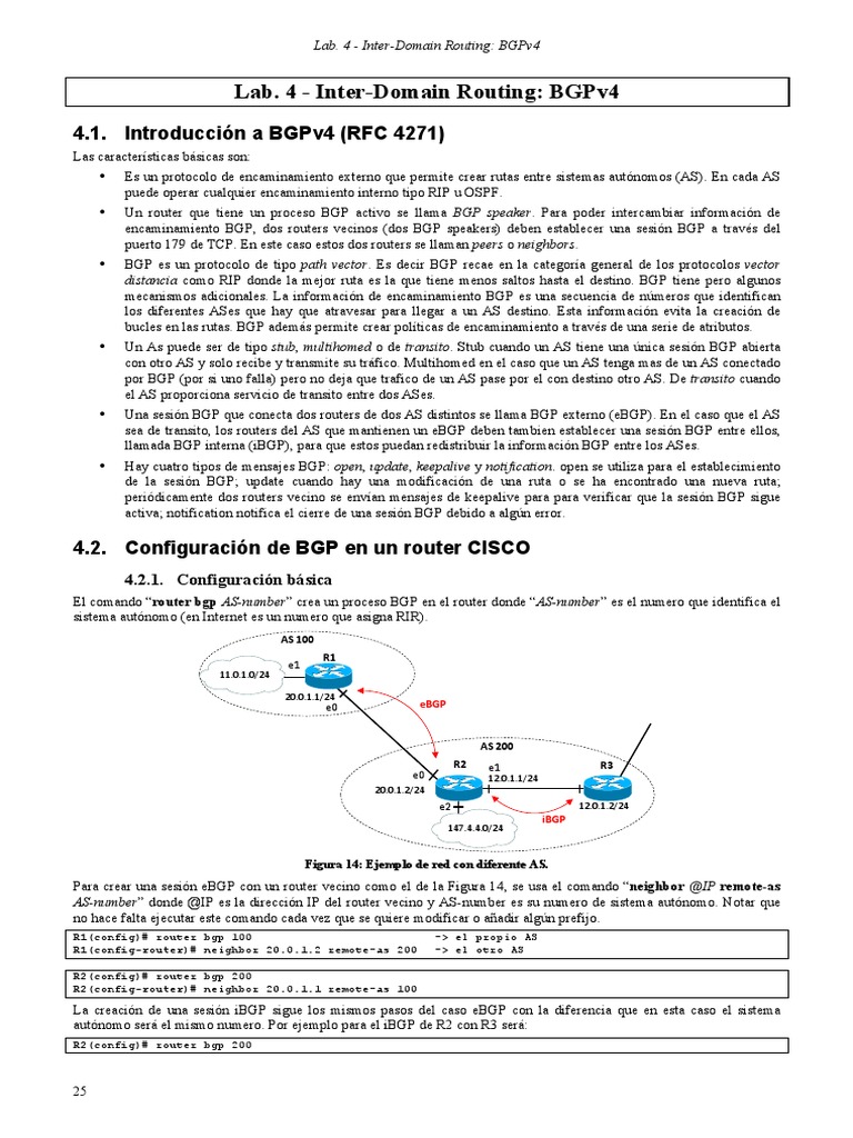 Práctica #3 BGP.pdf | PDF | Enrutador (Computación) | Red de arquitectura