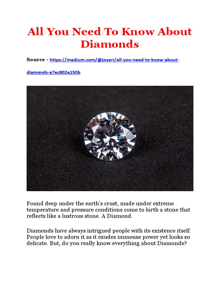 All About Diamonds Explained | PDF | Diamond | Carbon