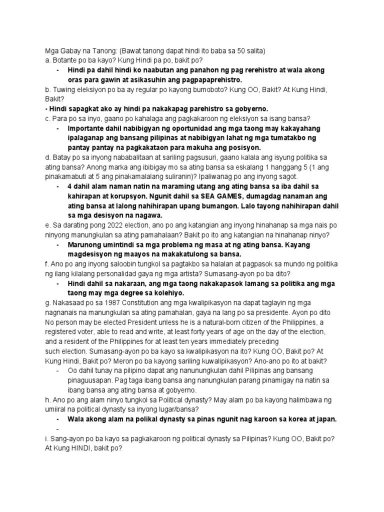 Filipino Interview | PDF