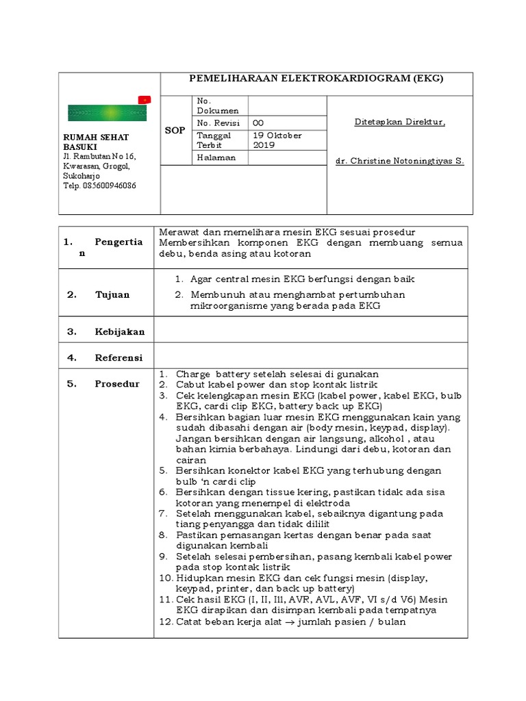 Sop Pemeliharaan Ekg | PDF | Griya & Taman | Sains & Matematika
