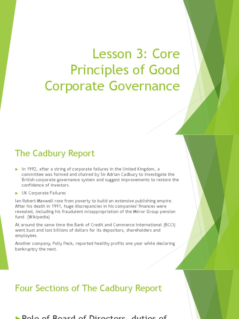 Lesson 3 Corporate Governance | PDF | Corporate Governance | Business ...