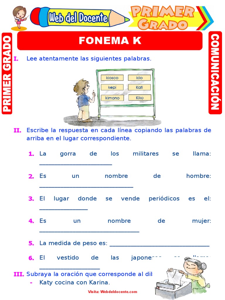Fonema K para Primero de Primaria | PDF