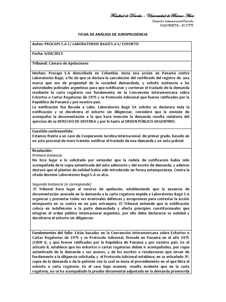 07 - Ficha Procaps PDF | PDF | Demanda judicial | Caso de ley