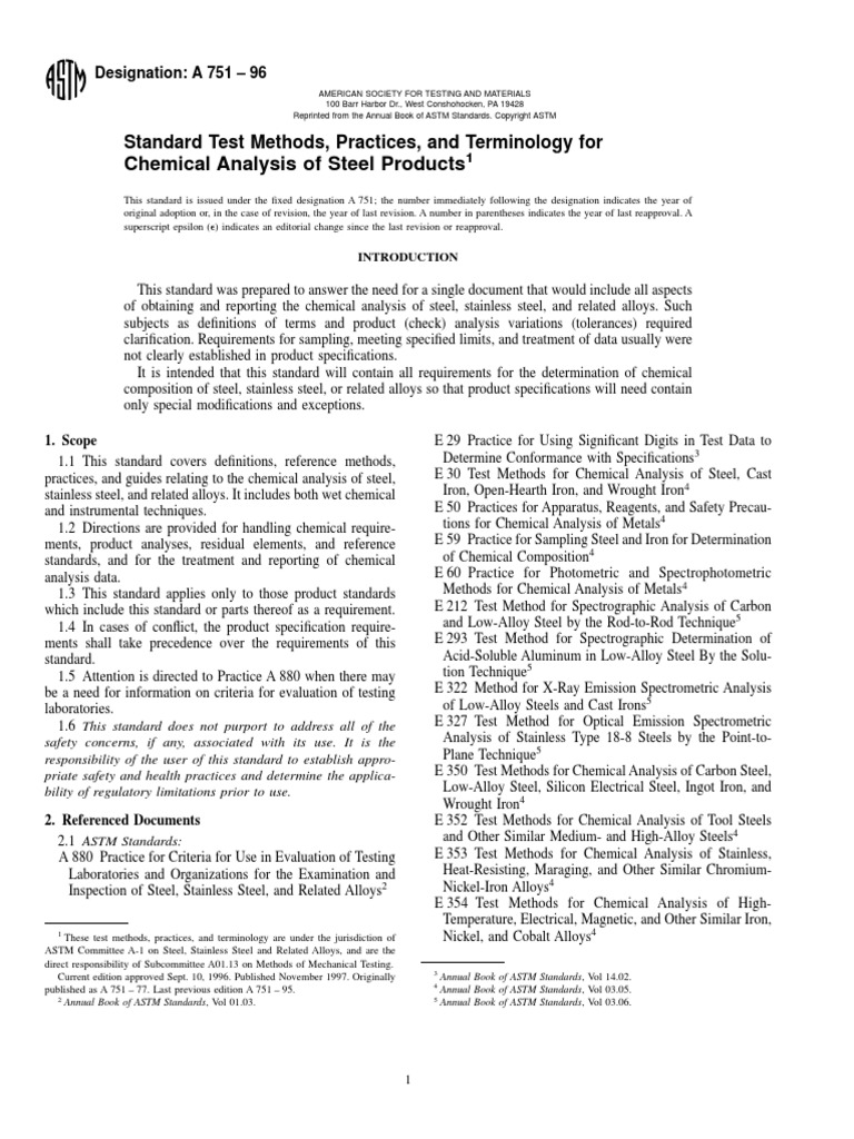 A751 PDF | PDF | Spectroscopy | Steel