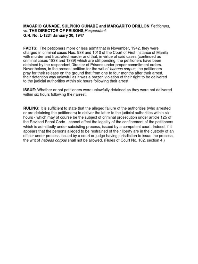 Gunabe Vs Director | PDF